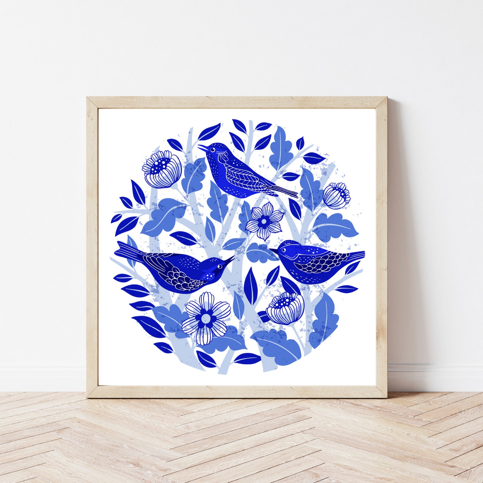 Delft Blue Wall Art Holland Painting Scandinavian Folk Art | Etsy