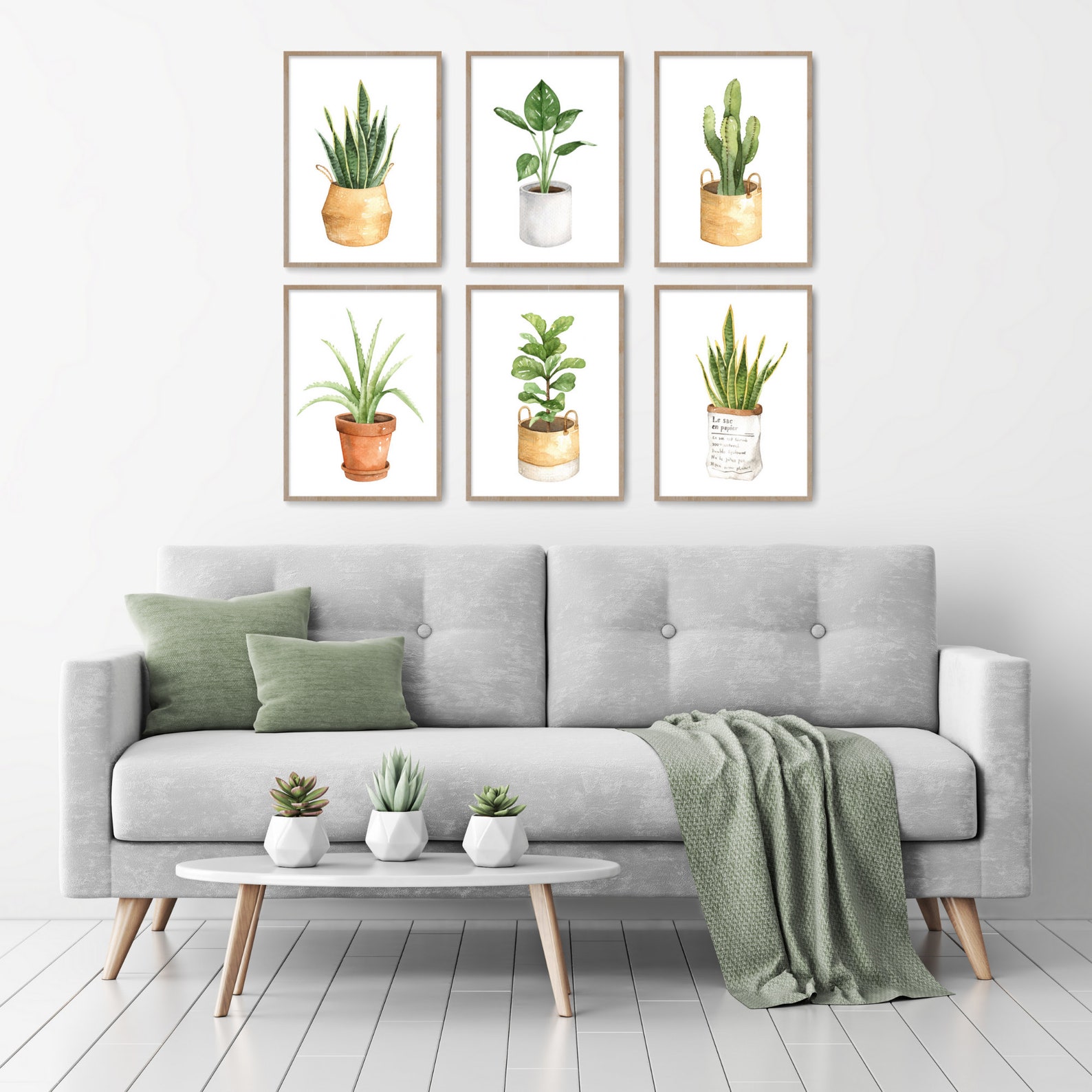 Houseplant Art Botanical Print Set Plant Posters Set of 6 | Etsy