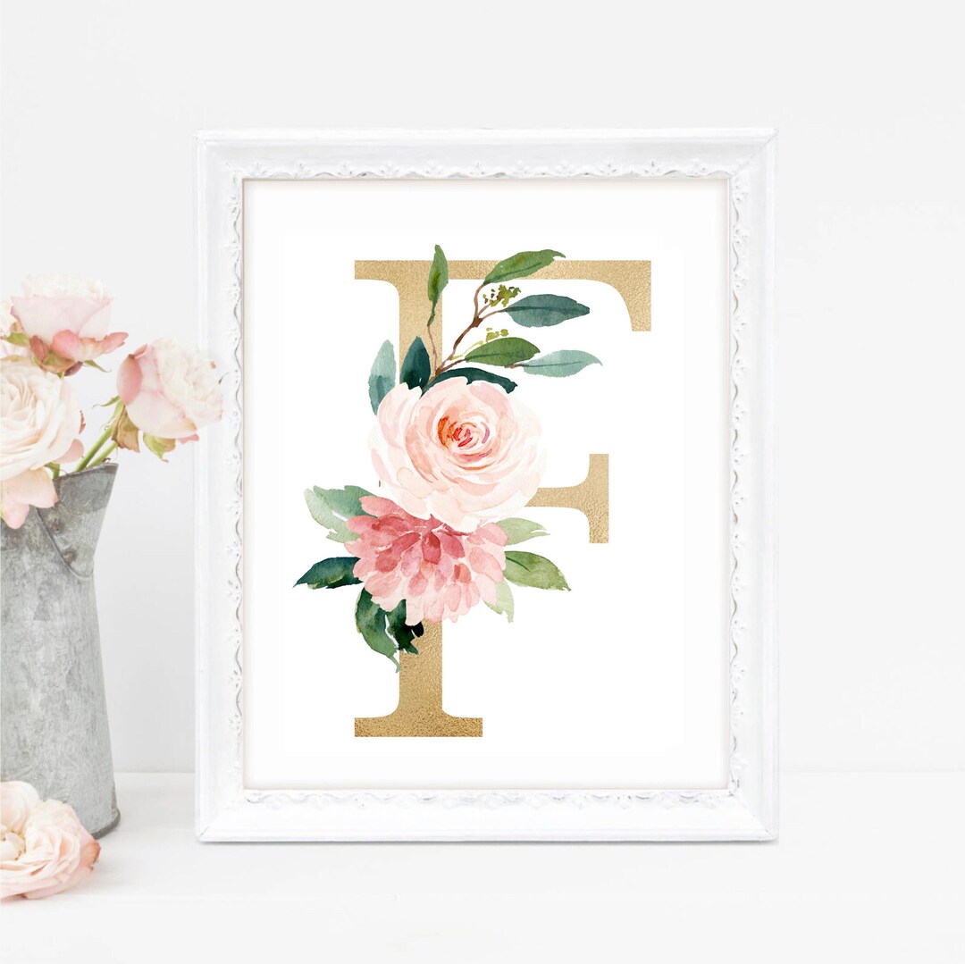 Custom Initial F Personalized Letter Watercolor Monogram - Etsy