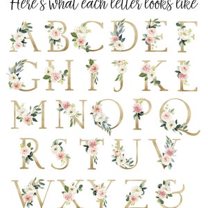 Boho Nursery Print, Watercolor Initial A, Gold Foil Letter, Pink ...