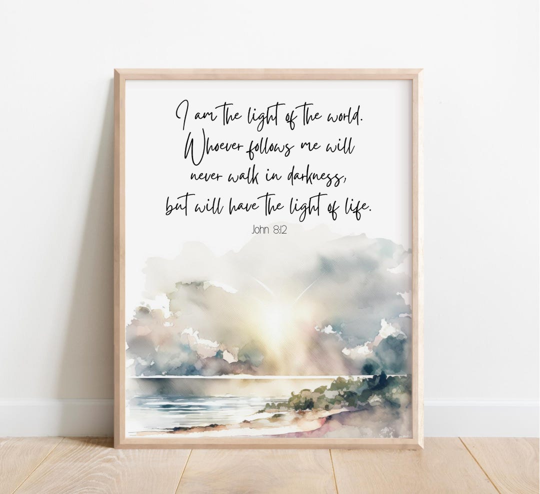 John 8:12, I Am the Light of the World, Bible Verse Wall Art, Christian ...