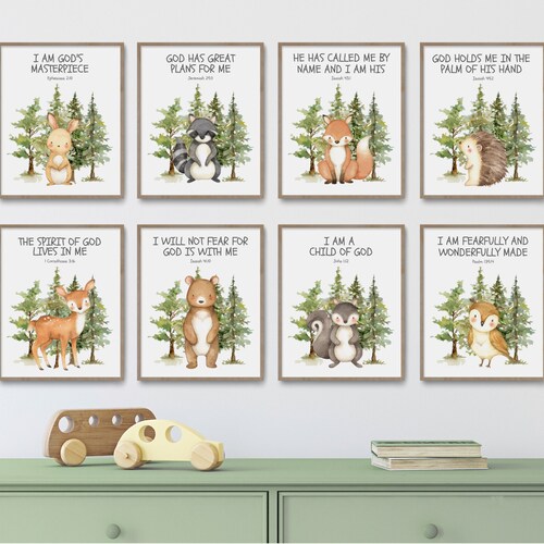 Christian Nursery Decor Kids Bible Verse Wall Art Watercolor - Etsy