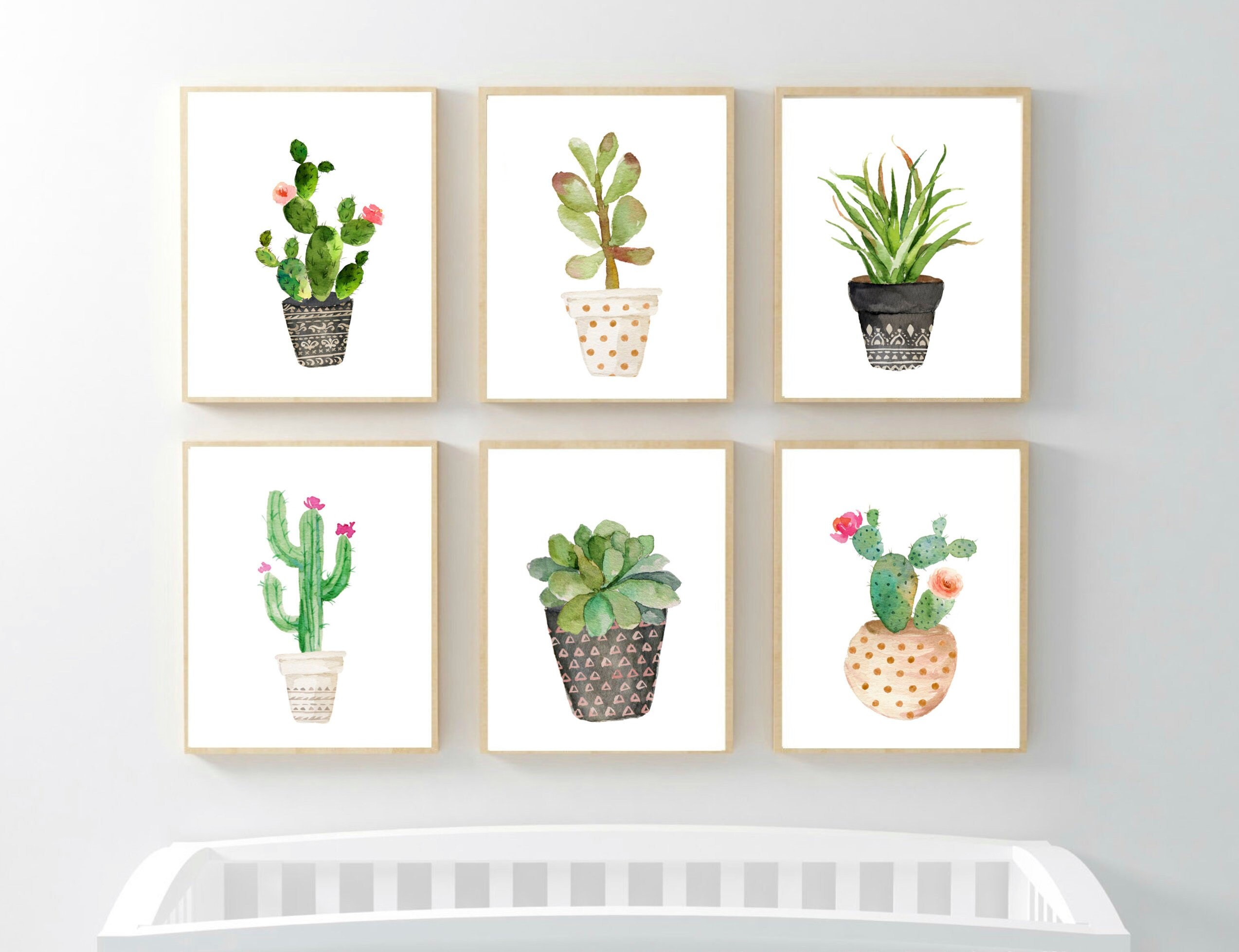 Art & Collectibles Prints Succulent watercolor wall art Cactus ...