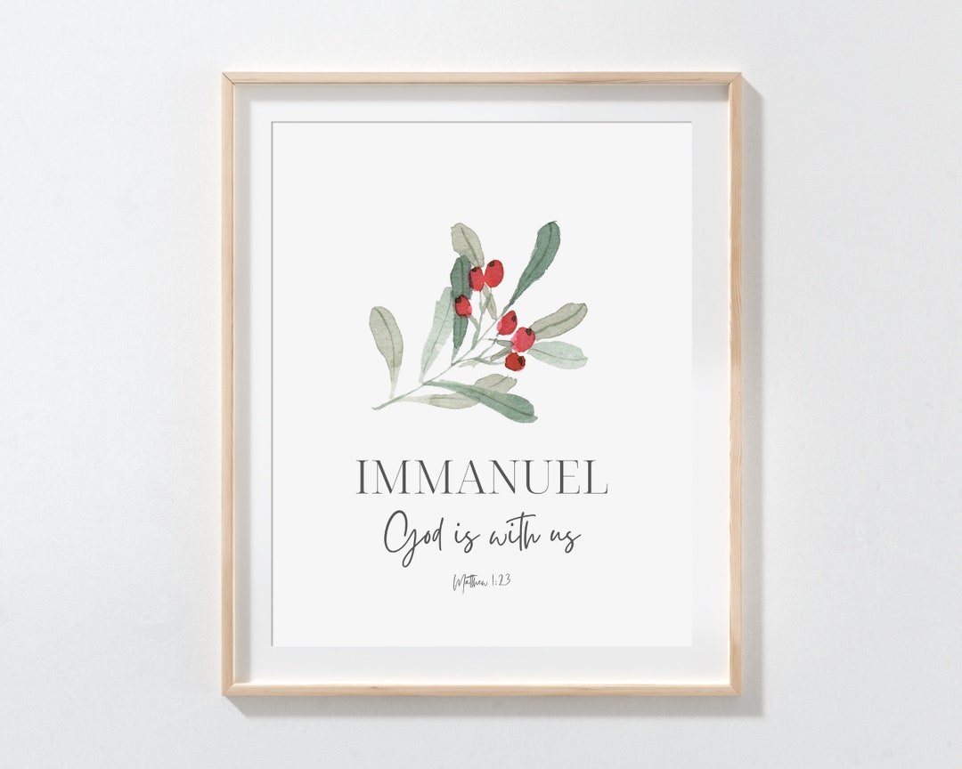 Immanuel God is With Us, Matthew 1:23, Christmas Decor, Rustic Holiday ...
