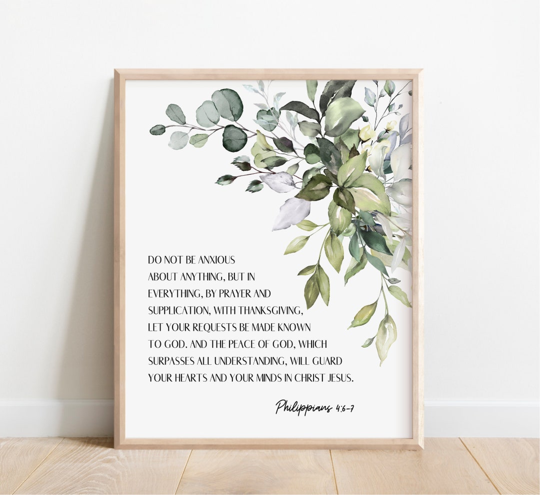 Philippians 4:6-7, Do Not Be Anxious About Anything, Bible Verse Wall ...