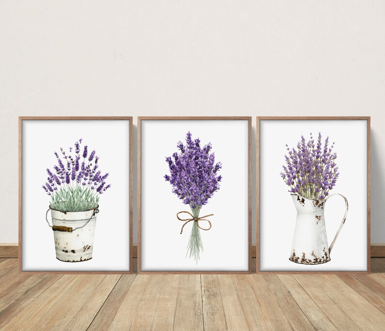 Watercolor Lavender Prints Farmhouse Decor Floral Wall Art - Etsy