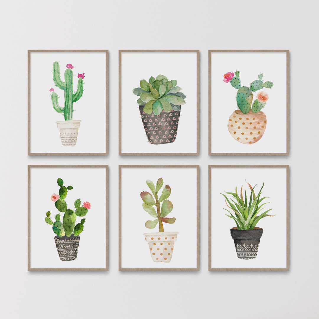 Watercolor Cactus Prints, Succulent Wall Art, Plant Poster, Botanical ...