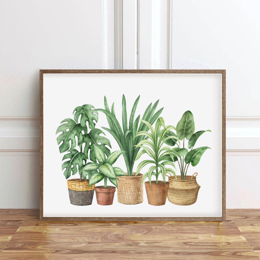Botanical Print, Houseplant Painting, Plant Poster, Potted House Plant ...
