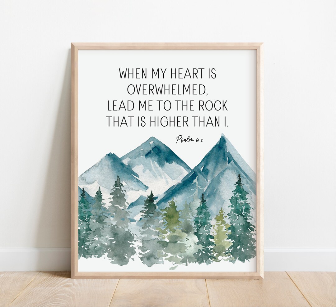 Psalm 61:2, Lead Me to the Rock, Bible Verse Wall Art, Christian Gift ...