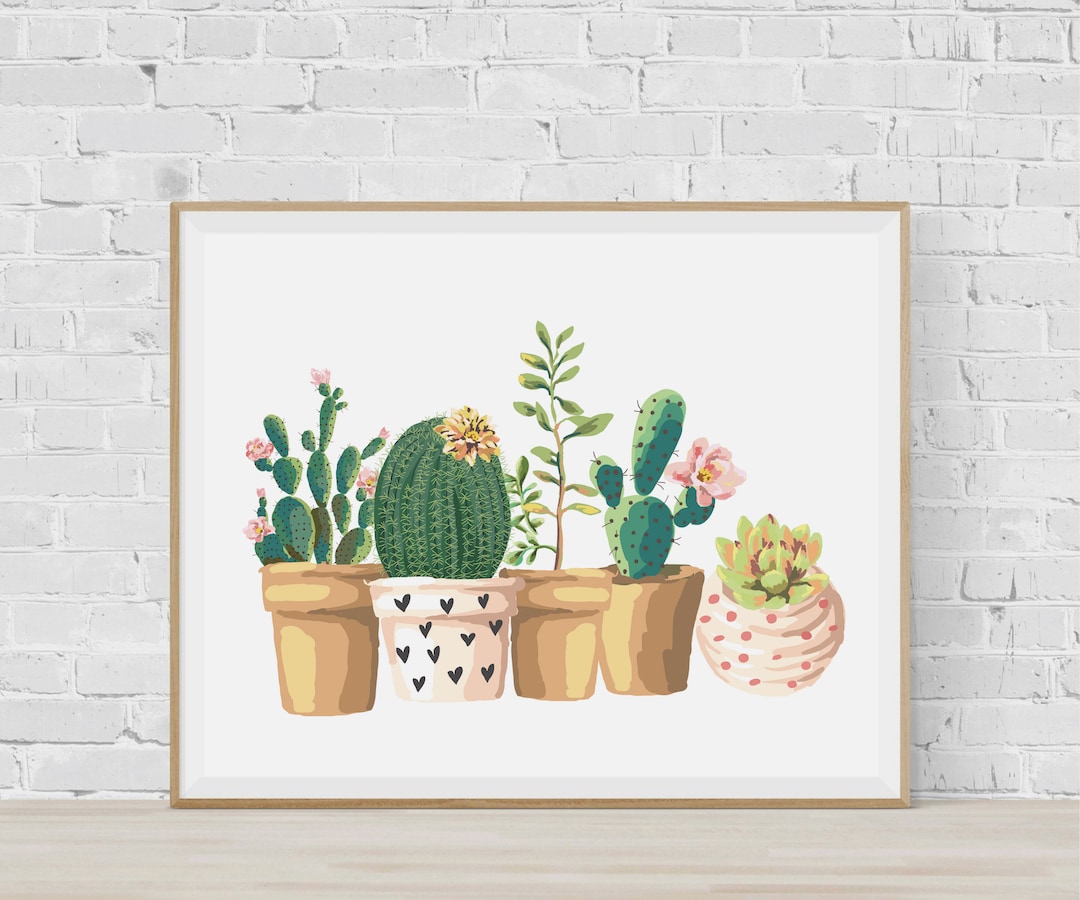 Watercolor Cactus, Succulent Wall Art, Plant Poster, Botanical Print ...