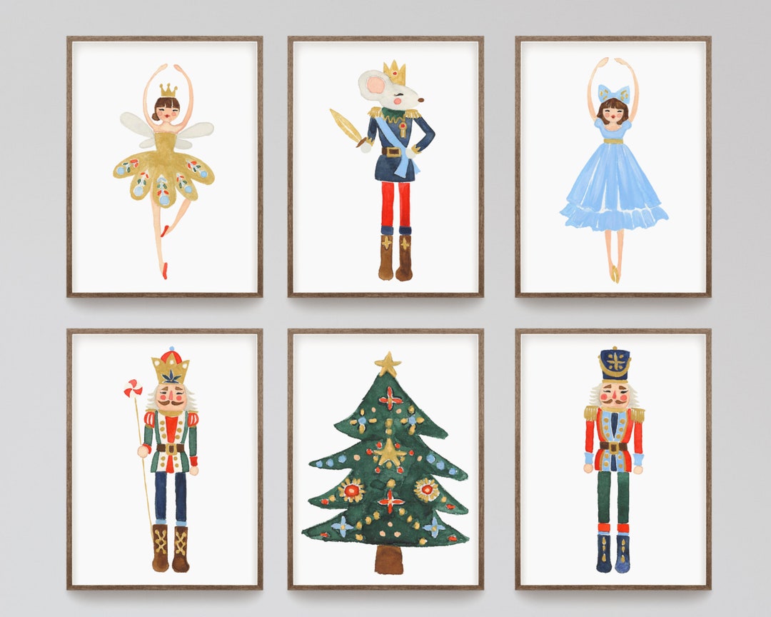 Set of 6 Nutcracker Ballet Prints Watercolor Christmas Home - Etsy