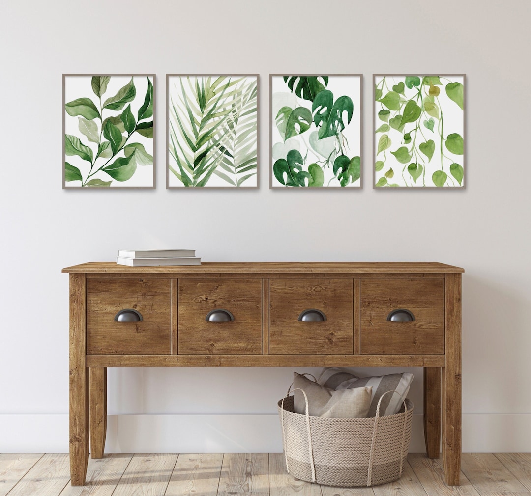 Botanical Printable Set, Foliage Greenery, Plant Posters, Set of 4 Leaf ...