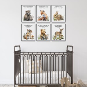 Christian Nursery Decor, Kids Bible Verse Wall Art, Watercolor Animals ...