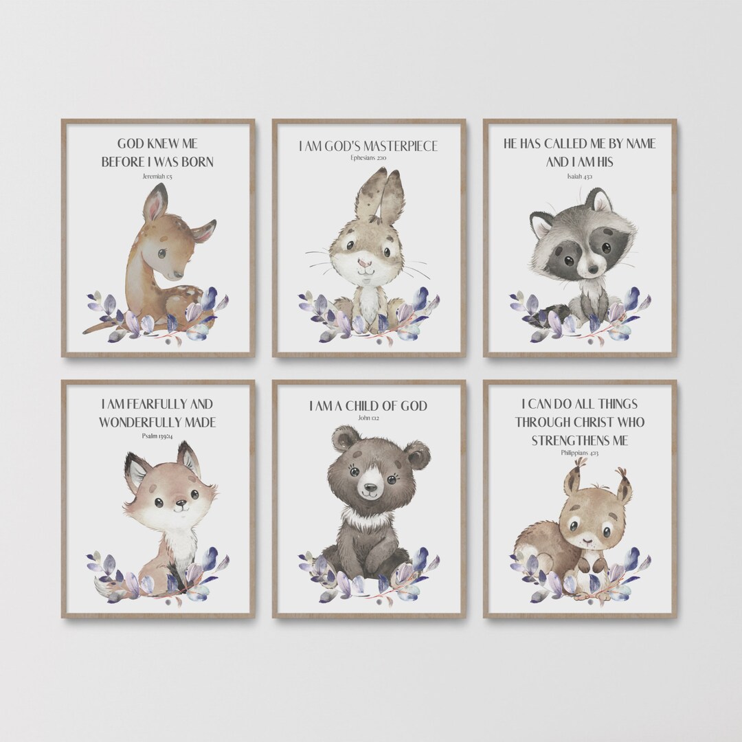 Christian Nursery Decor, Kids Bible Verse Wall Art, Scripture Print ...