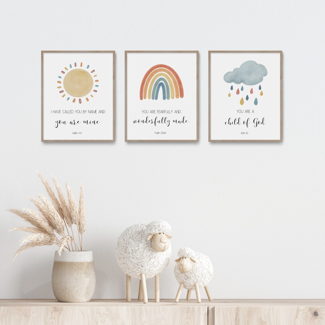Christian Nursery Decor, Set of 3 Kids Bible Verse Wall Art, Scripture ...