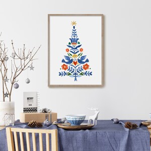 Scandinavian Christmas Print, Watercolor Christmas Tree, Christmas ...