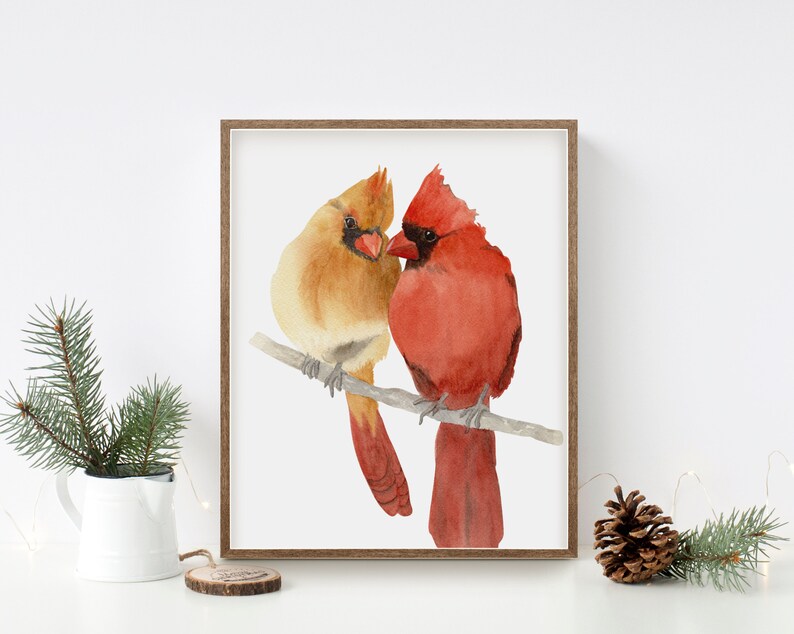 Cardinal Bird Painting Red Cardinal Print Anniversary Gift - Etsy