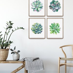 Watercolor Cactus Prints, Set of 4 Succulent Wall Art, Plant Posters ...