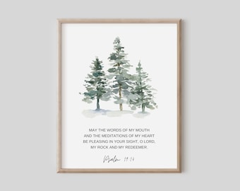 Psalm 19:14 Printable Bible Verse Art Print 8x10 Digital Wall Art Gift ...