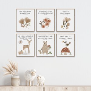Christian Nursery Decor, Kids Bible Verse Wall Art, Watercolor Animals ...