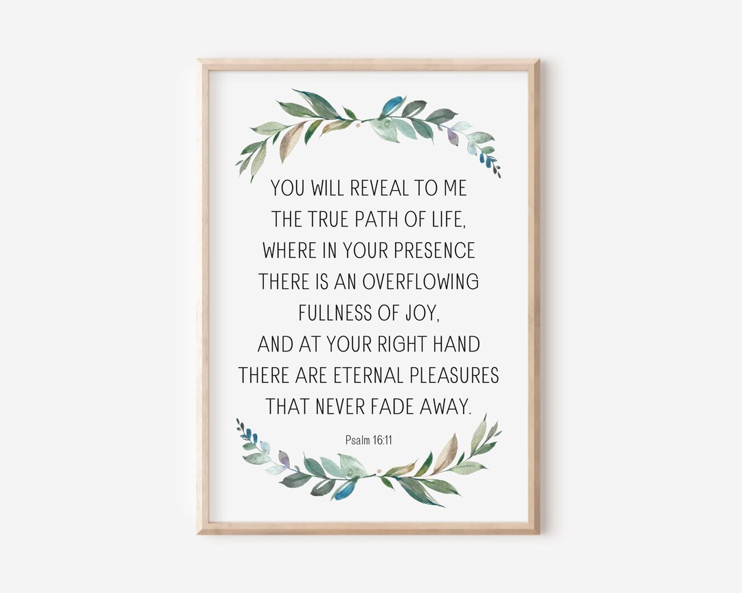 Psaume 16:11, plénitude de joie, art mural verset de la Bible, cadeau ...