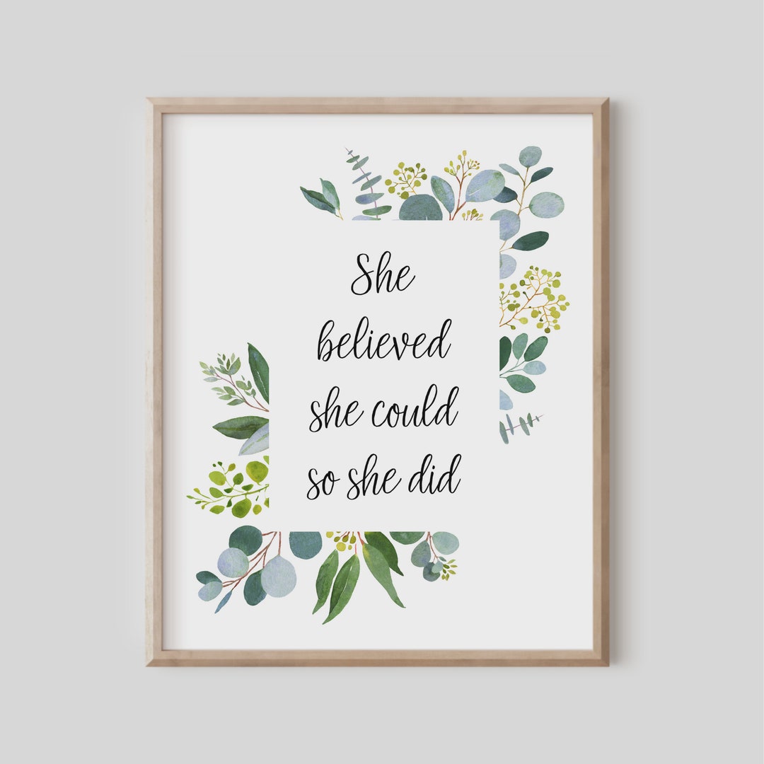 She Believed She Could so She Did Wall Art, Inspirational Wall Art ...