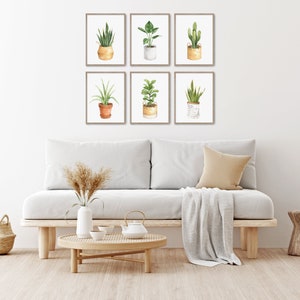 Houseplant Art, Botanical Print Set, Plant Posters, Set of 6 Leaf ...