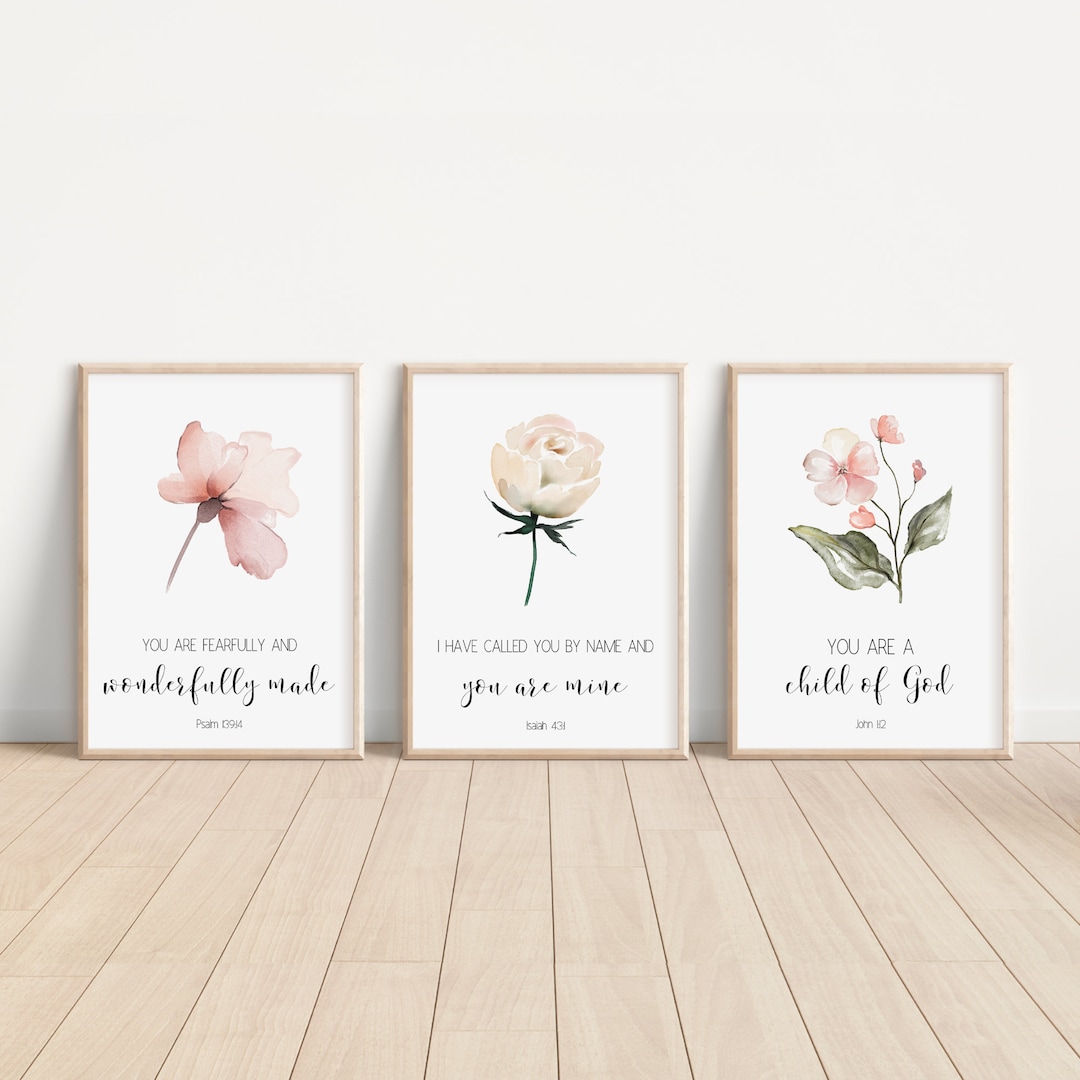 Bible Verse Wall Art, Watercolor Flowers, Scripture Print, Wildflower ...
