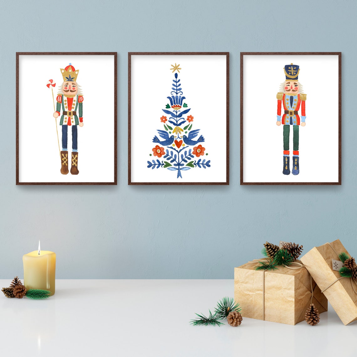 Set of 3 Nutcracker Ballet Prints Watercolor Christmas Home - Etsy