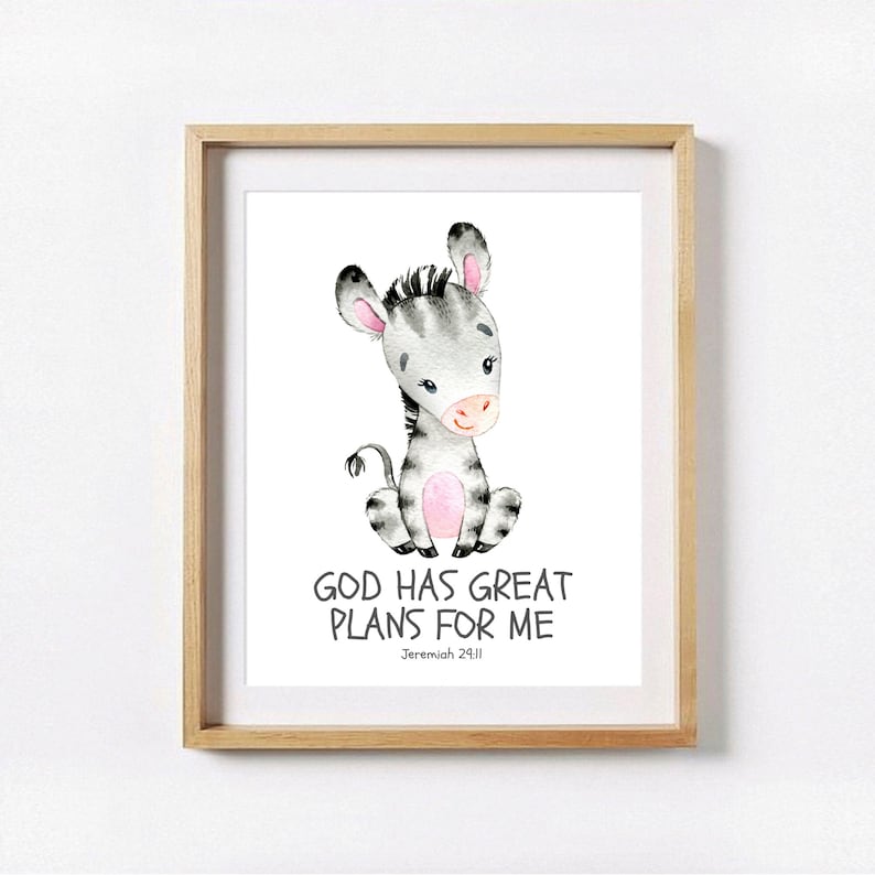 Christian Nursery Decor Kids Bible Verse Wall Art Watercolor | Etsy