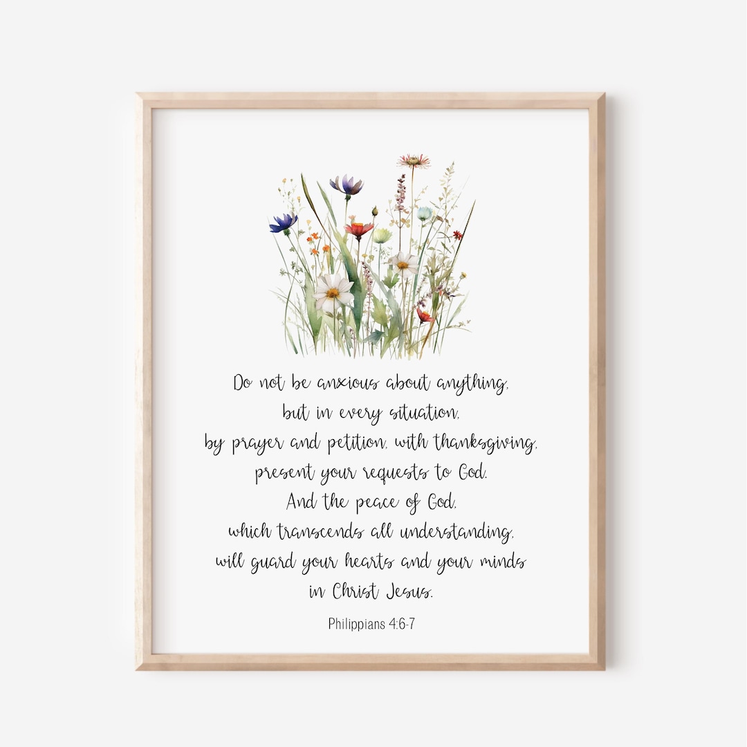 Philippians 4:6-7, Do Not Be Anxious About Anything, Bible Verse Wall ...