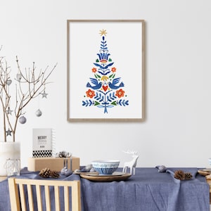 Scandinavian Christmas Tree, Watercolor Christmas Decoration, Holiday ...