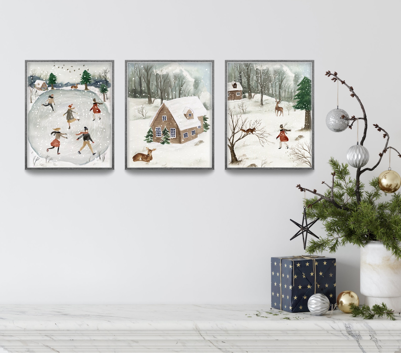 Winter Wonderland Holiday Decor Watercolor Christmas Prints - Etsy