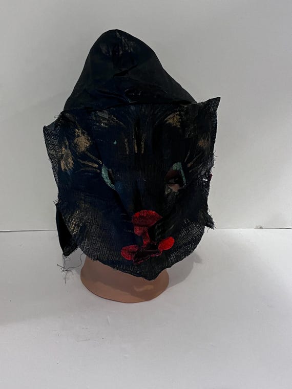 Early Halloween Burlap Scary Cat Face Mask Hood Hand … - Gem
