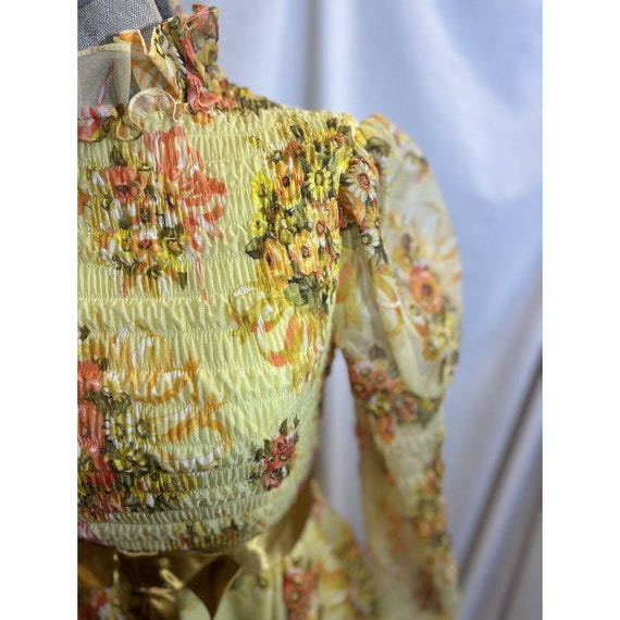 Vintage 70's Yellow floral Renfaire Prairie Dress Boh… - Gem