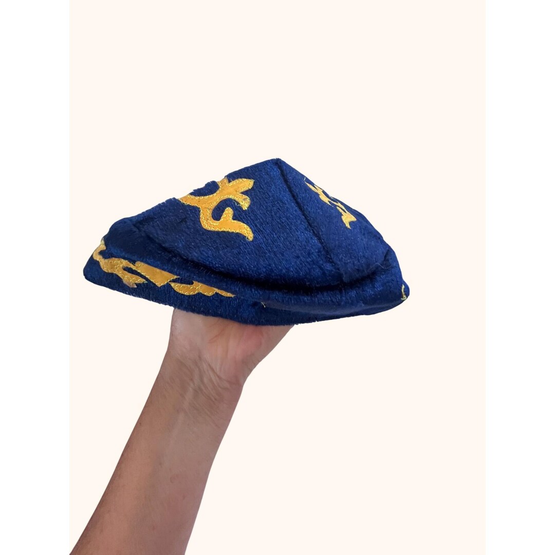 Royal Blue Velvet Fila Cap With Gold Embroidery Traditional Yoruba Hat ...