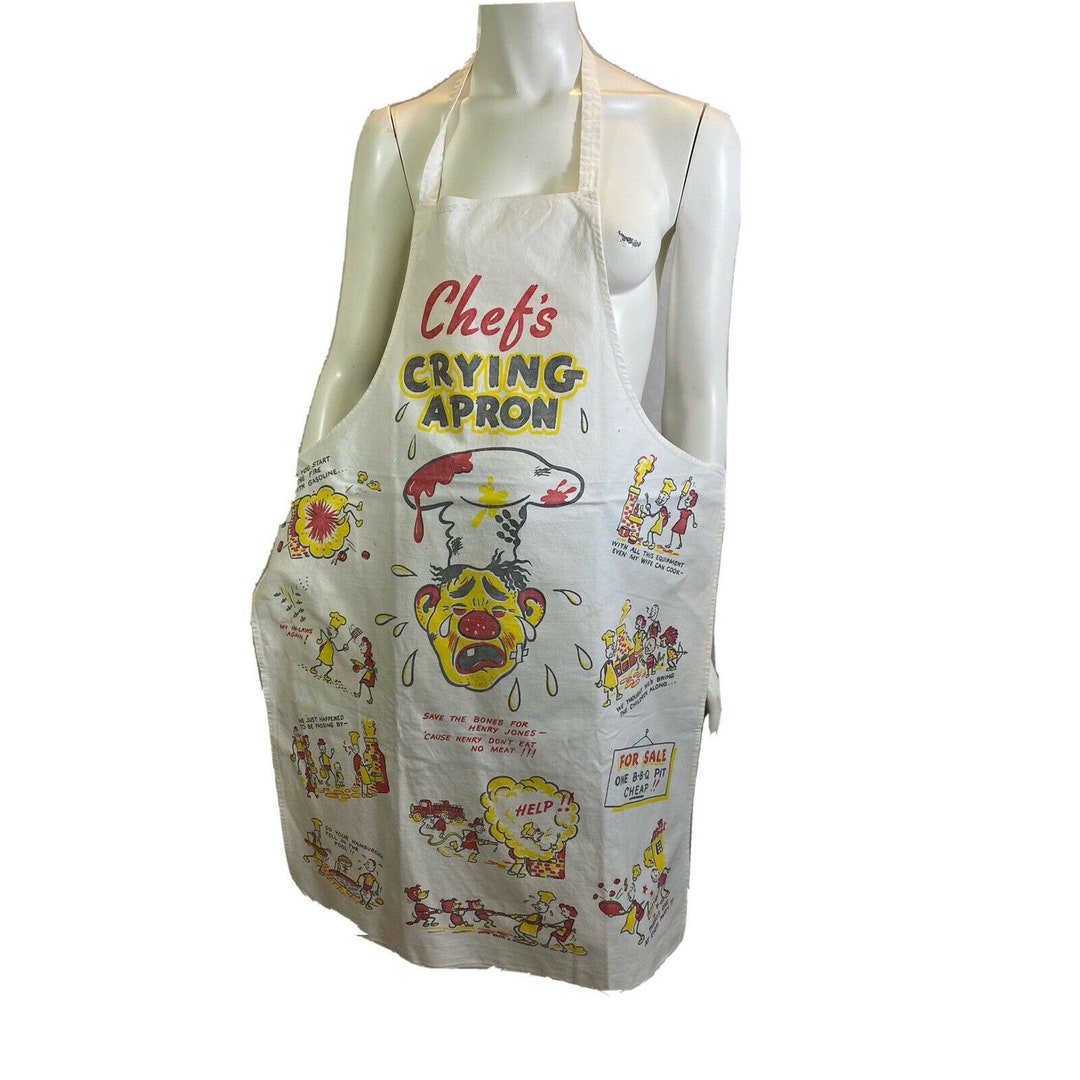 Vintage Cartoon Full Apron Mens Chef Crying Apron Humor 1950s - Etsy