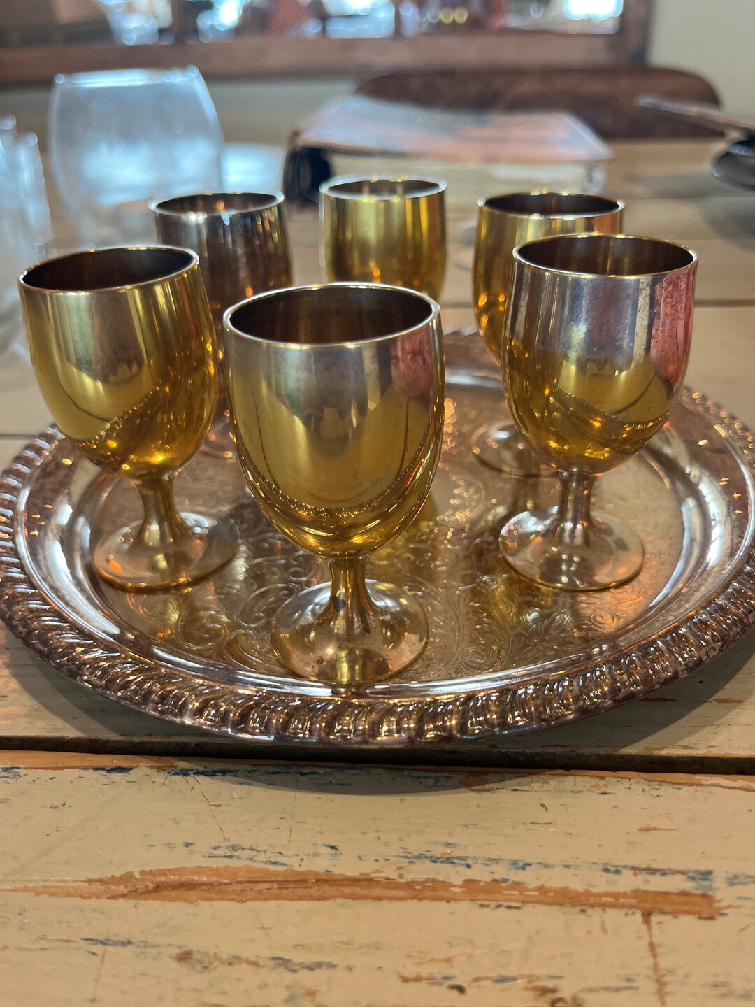 Vintage Cordial Set of 6 Silver-plate Goblets and Tray Leonard - Etsy