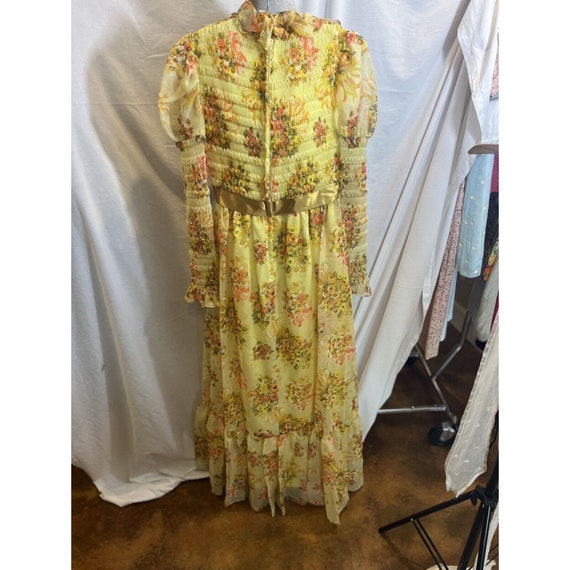 Vintage 70's Yellow floral Renfaire Prairie Dress Boh… - Gem