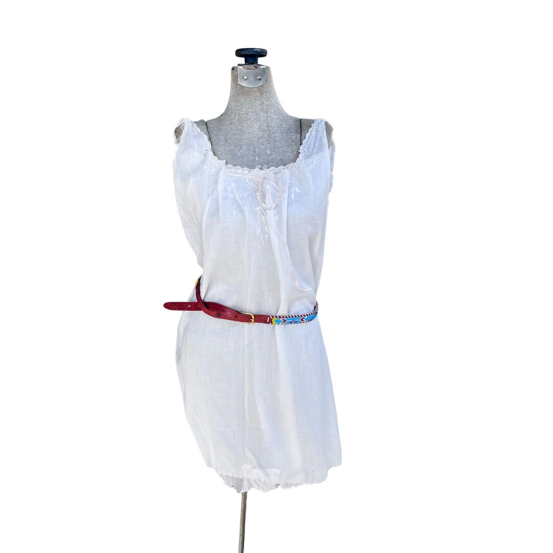 Vintage Early 1900s Cami Knickers One Piece Embroidered Drawstring Neck ...
