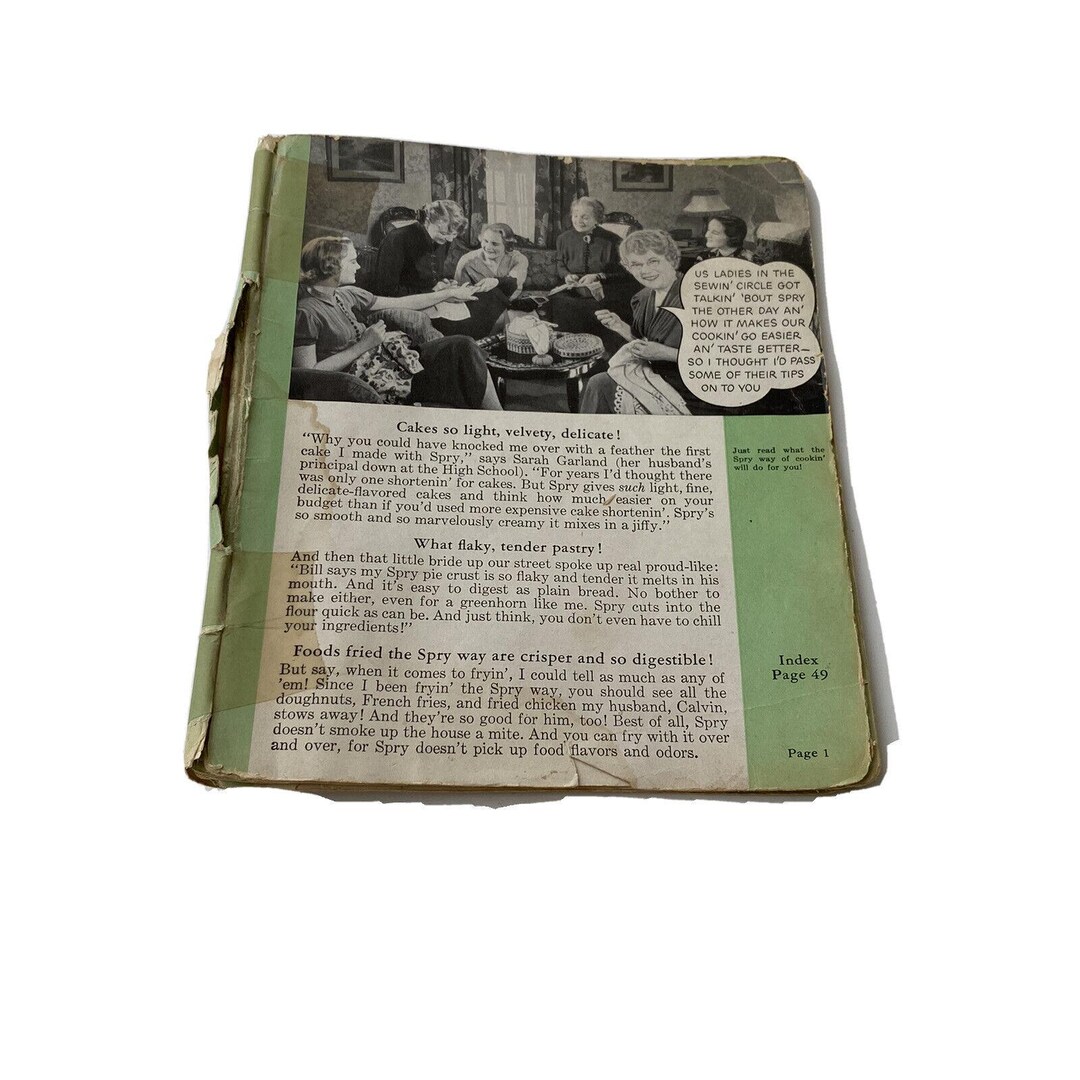 Vintage 1930s Cookbook, Aunt Jenny's Favorite Recipes, Spry Shortening ...