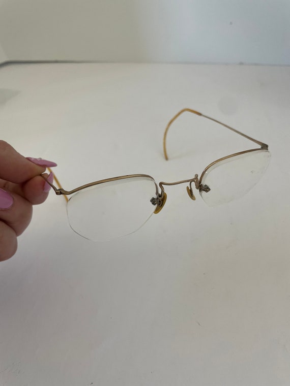 Vintage Glasses Gold Rim Hexagon Shape Gem