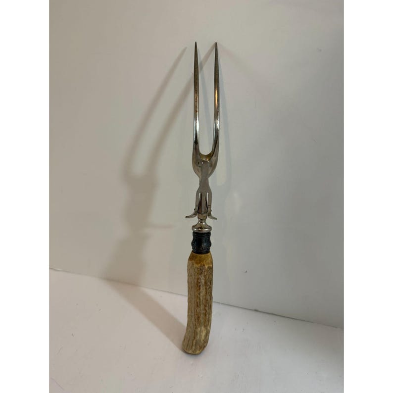 Antique Stag Handle Carving Set, Victorian Knife and Fork, Rustic Lodge ...