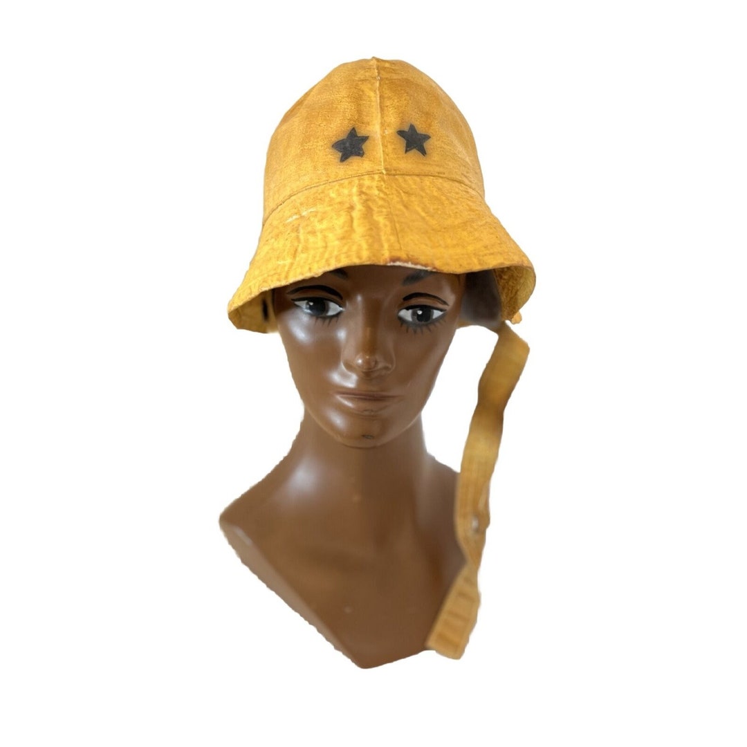 Vintage Yellow Rubber Rain Hat RARE Sou'wester Rain Hat Yellow W ...