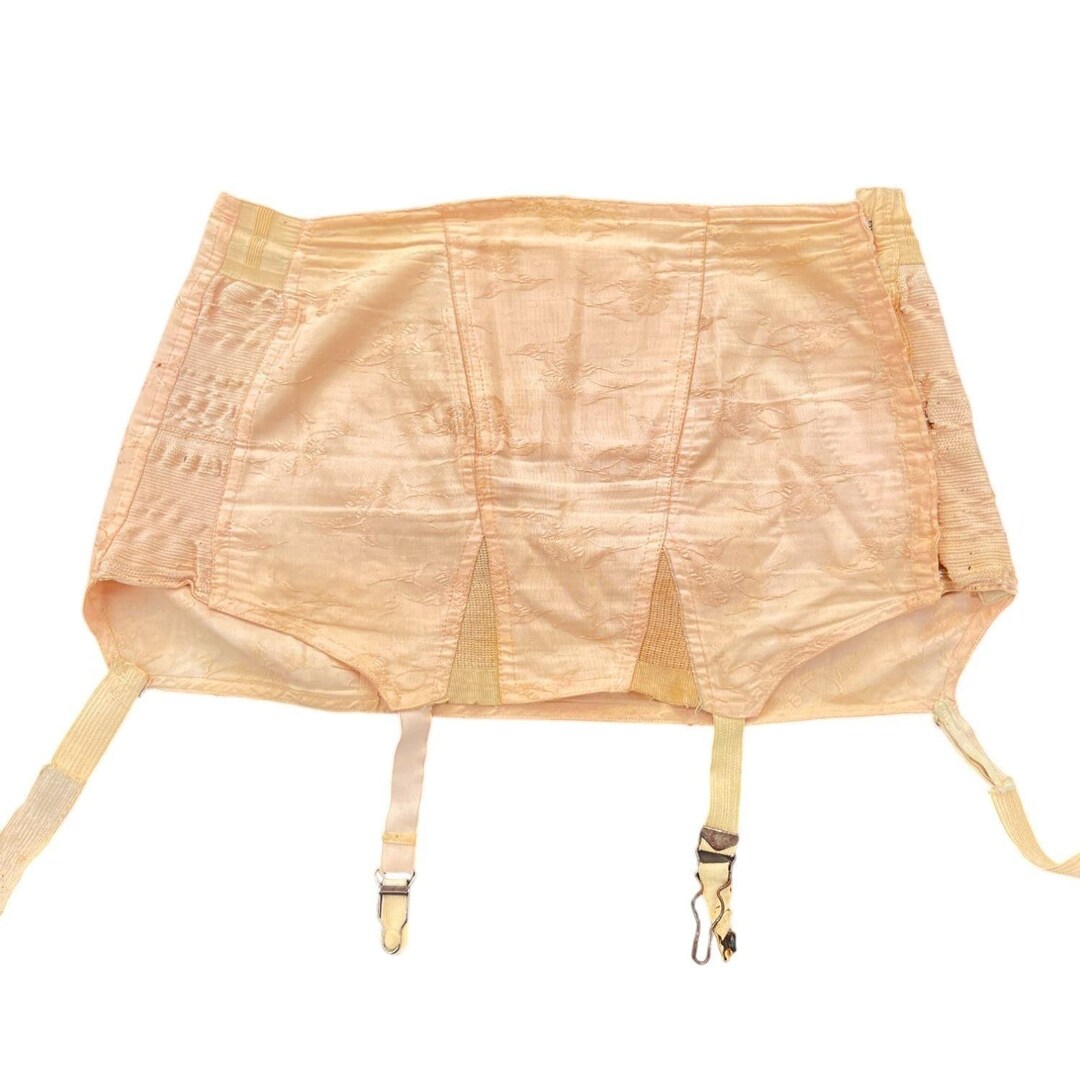 Antique 40s Corset Hook and Eye Peach Damask Fabric - Etsy