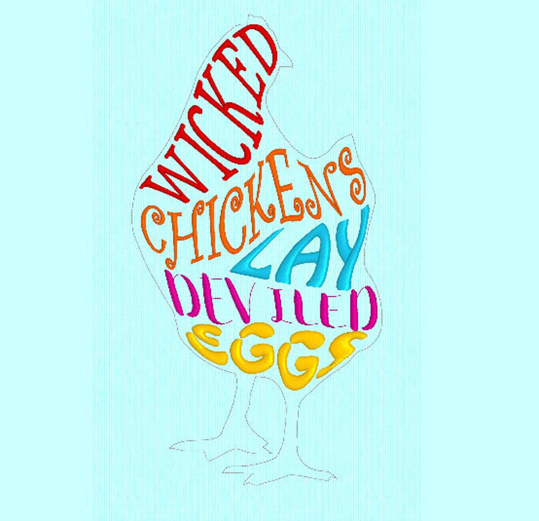 Multi-format Machine Embroidery Raw Edge Applique Chicken With Word Art ...