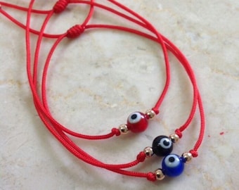 Evil Eye Red String Kabbalah Bracelet Goldtone Bead Good Luck | Etsy