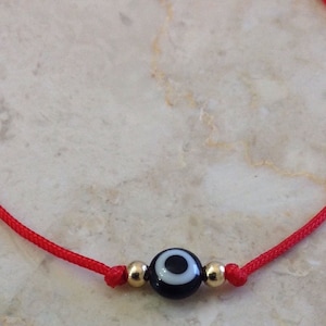 Evil Eye Red String Kabbalah Bracelet Goldtone Bead Good Luck Charm ...