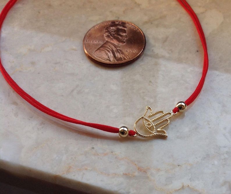 Sterling Silver Hamsa Hand of Fatima Evil Eye Red Cord Bracelet(yellow ...