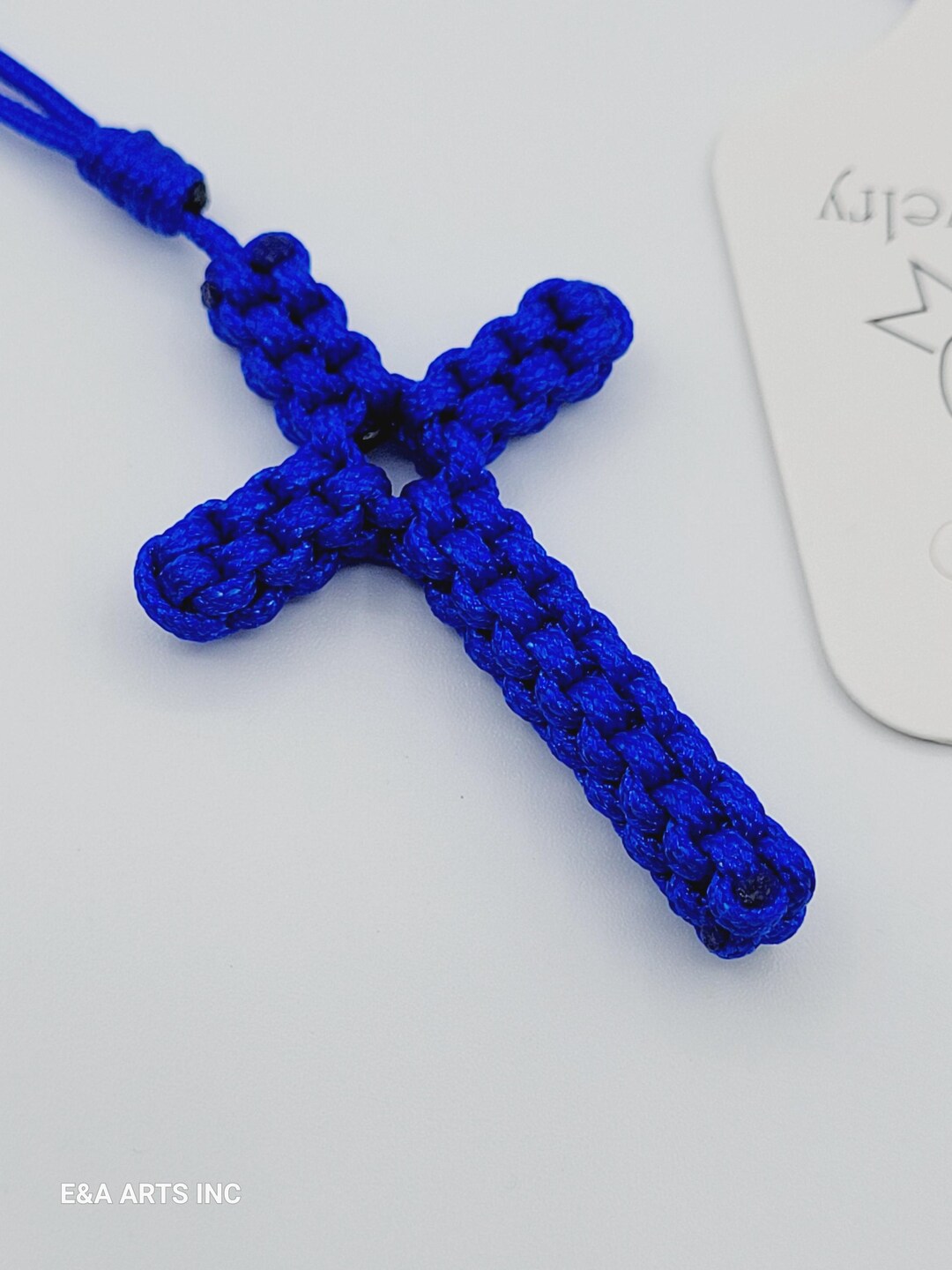 Handmade Greek Orthodox Nylon Blue Cross Necklace Monastic Blue Cord ...